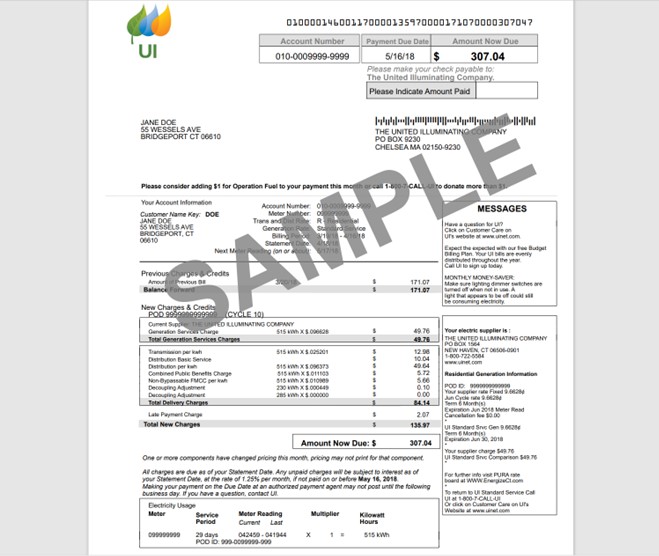 Understanding Your United Illuminating Company Utility Bill Understanding Your United Illuminating Company Utility Bill