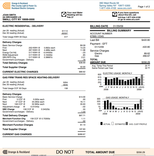 Understanding Your Consolidated Edison, Orange and Rockland Utility Bill